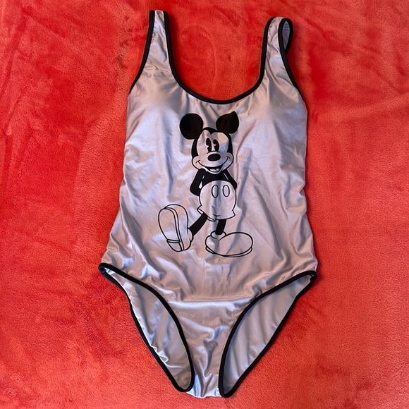 Disney | Swim | Disney Mickey Grey Silver Swim One Piece Bathing Suit ...